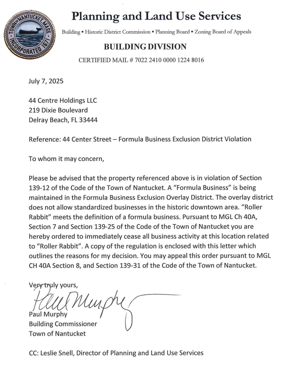 Nantucket Current | New Downtown Boutique Roller Rabbit Violates…